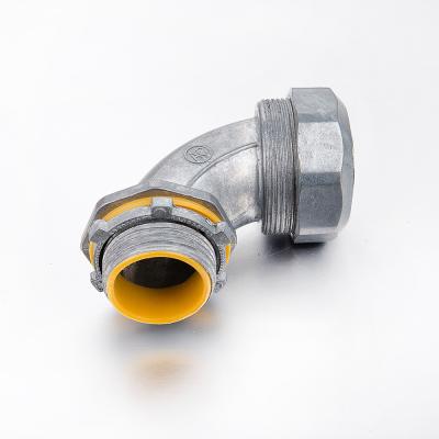 China 90 Degree Liquid Tight Flex Conduit Connector - Zinc Die Cast, 3/8