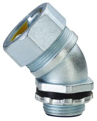China Polished Flexible Conduit 45 Degree Connector - IP65 Rated, Zinc Alloy, -40°C to 150°C Temperature Range for sale