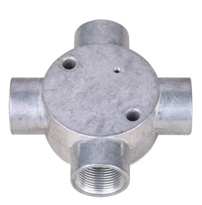 China BS Aluminum Electrical Junction Box 60.3mm Internal Diameter, 25.4mm Deep with 4-Way Configuration in 20mm/25mm/3/4