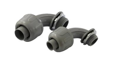 China UL Listed PVC Non-Metallic Liquid Tight Angle Connector - Nylon Construction with NPT Threads for Industrial Applications for sale