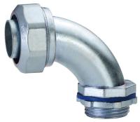 China Compact 1/2 Inch Liquid Tight Conduit Connectors 90 Degree Angle - Zinc Plated Malleable Iron Construction for sale