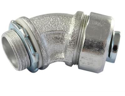 China 45 Degree Malleable Iron Conduit Fittings - Zinc Plated, UL 514B Certified for Liquid Tight Electrical Connections for sale