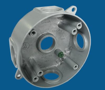 China 4 Inch Round Aluminum Weatherproof Electrical Box with 5 Outlet Holes (1/2