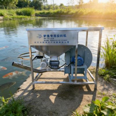 China Stainless Steel Shell Automatic Feeding Machine 1400/min for Bass Fish Pond for sale