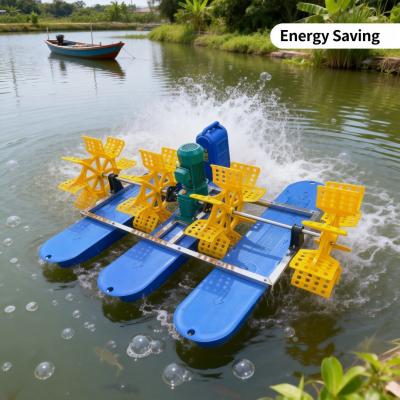China 4 Impellers 2HP 1.5kw Water High Oxygen Transfer Rate Waterwheel Shrimp Pool Oxygenation Machine Paddle Wheel Aerator for sale