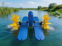 China 1HP 0.75kw High Aerobic Capacity 2 Impeller Paddle Wheel Floating Water Surface Aerator for Fish Farming for sale