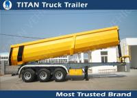 China Triple Axles 60 - 80 Ton Construction Dump Trailer Hydraulics , Sand dumping trailer for sale