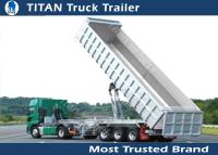 China Triple Axles 60 - 80 Ton Construction Dump Trailer Hydraulics , Sand dumping trailer for sale