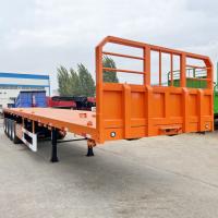 China TITAN40/45/48/52ft Tri Axle flatbed Semi Trailer with Front Wall for Sale in Zambia for sale