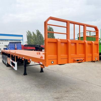 China TITAN40/45/48/52ft Tri Axle flatbed Semi Trailer with Front Wall for Sale in Zambia for sale