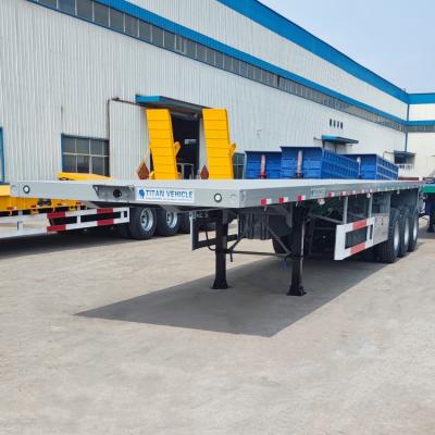 China Tri Axle Trailer 40/45/48 Ft Flatbed Trailer for Sale in Mauritius Port Louis for sale