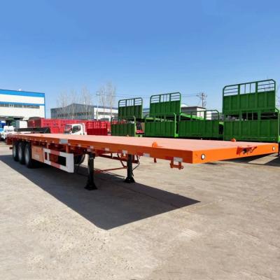 China 40/45/48/53 Ft Shipping Container Flatbed Semi Trailer | Tri axle Trailer for Sale in Mauritius for sale