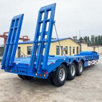 China Tri Axle 60-80 Ton Low Bed Semi Trailer To Transport Heavy Equipment for Sale in Mauritius for sale