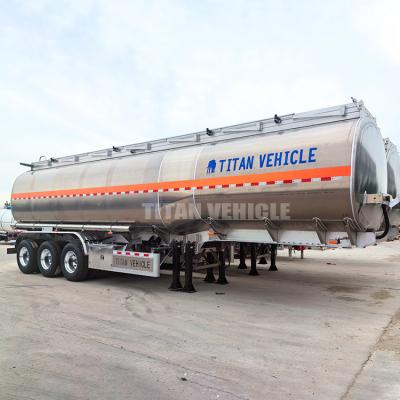 China TITAN Large Capacity Aluminum Oil Diesel Fuel Tanker Trailer 3 Axle 4 Compartments for Sale for sale