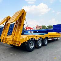 China Factory Price TITAN 3 Axle Semi Lowbed Trailer Hydarulic Folding Ramp Low bed Truck Trailer for Sale for sale