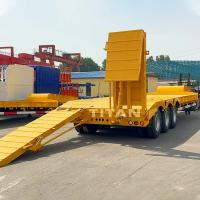 China Factory Price TITAN 3 Axle Semi Lowbed Trailer Hydarulic Folding Ramp Low bed Truck Trailer for Sale for sale