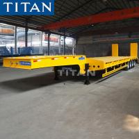 China 4 axle 80ton drop deck trailer  lowbed  semi trailer low bed with the hidraulic ramps for sale