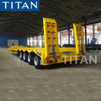 China 4 axle 80ton drop deck trailer  lowbed  semi trailer low bed with the hidraulic ramps for sale