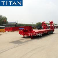 China TITAN 3 axles lowbed trailer 70 tons low platform transport trailer for sale