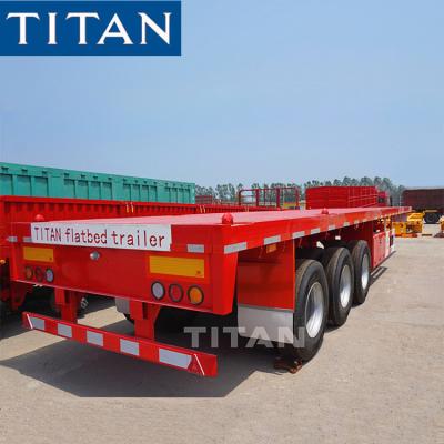 China TITAN 3 Axles 40FT Container Carrier Flat Bed/Deck/Body/Top Truck Semi Trailer for Sale for sale