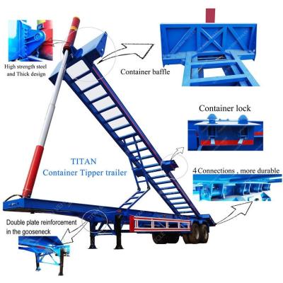 China TITAN front lifting 40 foot container tipping chassis semi trailer for sale for sale