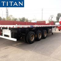 China TITAN tri axle flatbed 20ft 40ft container machine carriers high bed china semi trailer price for sale
