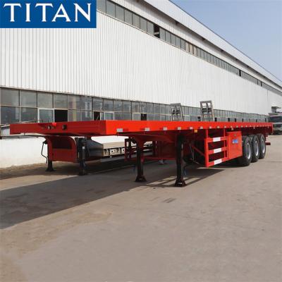 China TITAN 3 Axles Container Carrier Flat Bed/Deck/Body/Top Truck Semi Trailer for Sale for sale