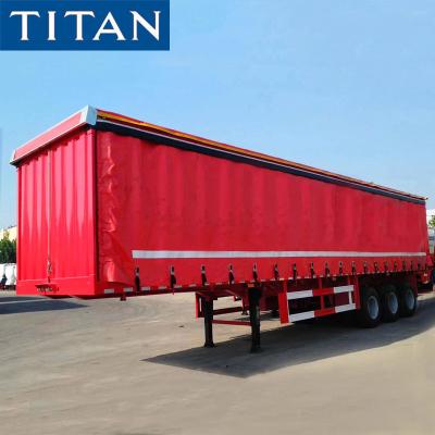China 3 Axle 40 Ton PVC Tarpaulin Side Curtain Van Trailer for Sale for sale