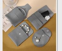 China Fashionable Energy Customized LOGO Gray Flannel Bag Thickened Snap Cloth Bag Microfiber Flannel Ring Storage Jewelry Bag for sale