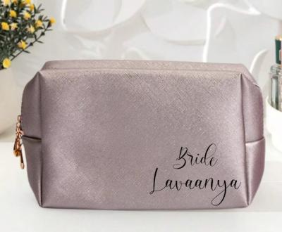 China Portable Makeup Bag Opens Flat Lay Makeup Bag With Strap For Travel Waterproof Anti-Dust Large Leather Cosmetic Bag For Women for sale
