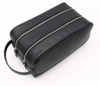 China Manufacturer Customized Genuine Leather Large Capacity Travel Cosmetic Bag Simple Light Luxury Toiletry Bag Multifunctional Double Layer Storage Bag for sale