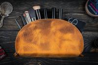 China Manufacturers Customize Factory Supply Tree Paste Leather High-End Cosmetic Bag First Layer Cowhide Large Capacity Cosmetic Storage Bag MAKEUP BAG for sale