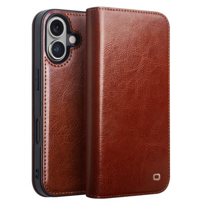 China Suitable For IPhone16epromax Mobile Phone Case Genuine Leather Apple Flip Cover Stand Full Cover Protective Cover Card for sale