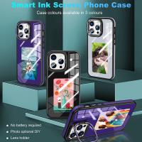 China IPhone 16 Mobile Phone Case Metal Magnetic IPhone 17 Mobile Phone Case DIY Color Display Mirror Suitable For Apple Mobile Phone Protective Cover NFC Screen Ink Screen Mobile Phone Case for sale