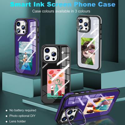 China IPhone 16 Mobile Phone Case Metal Magnetic IPhone 17 Mobile Phone Case DIY Color Display Mirror Suitable For Apple Mobile Phone Protective Cover NFC Screen Ink Screen Mobile Phone Case for sale