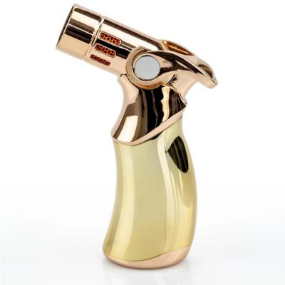 China Quad Flame Butane Torch Lighter 1300C Zinc Alloy Refillable Cigar Chef Torch for sale