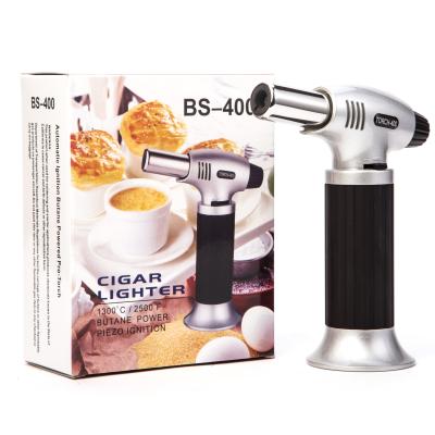 China Refillable Butane Torch Lighter 1300C Adjustable Flame Kitchen Cooking Camping for sale