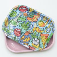 China Metal Rolling Tray 180x140mm Round Edge Cute Snack Tray for Household Outdoor Use for sale