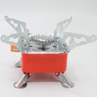 China Pocket Butane Camping Stove Piezo Ignition 330g Foldable 112mm for 1-5 People Hiking Fishing for sale