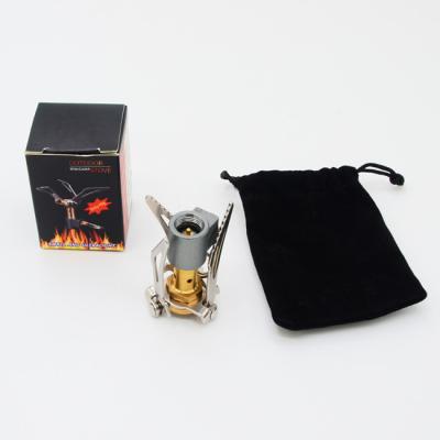 China Ultralight Windproof Folding Camping Stove 46g Portable Backpacking Gas Stove for Hiking for sale