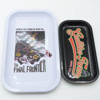 China Antique Tin Rolling Tray for Tobacco Weed Storage 270x160x18mm Heavy Duty Metal Smoking Tray for sale