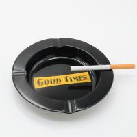 China Round Black Tin Ashtray 135mm Durable Metal Indoor Outdoor Home Office Bar Hotel for sale