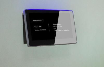 China 7 Inch Wall Flush Mounted POE Tablet With 3 Color LED Llight Bar For Meeting Room for sale