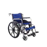 China Breathable Fabric Cushion Steel Folding Wheelchair 22 Inch Seat Width Economy Model for sale
