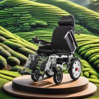 China Portable Folding Electric Wheelchair 12A Battery 24V for Active Adults High Backrest for sale