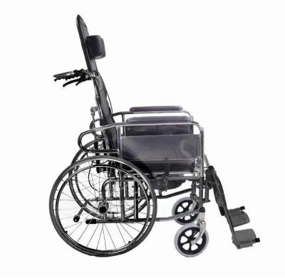 China Adjustable Back Foldable Wheelchair 24 Inch Black 120kg Capacity Manual Wheelchair for sale