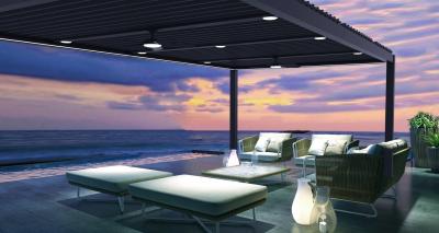 China 6x4m Aluminum Louver Pergola with Bluetooth Music System | 2.8mm Thick Beams & 150mm Posts for sale