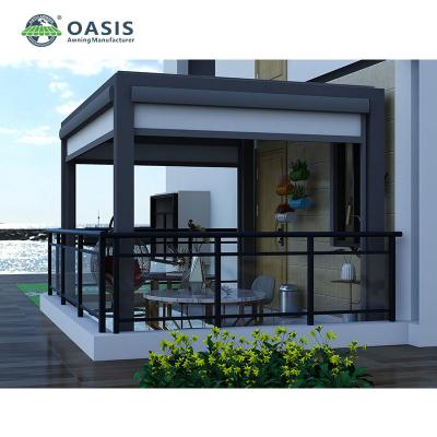 China Custom Outdoor Aluminium Louvered Pergola 150x150mm Posts with 0-100° Adjustable Blades for Restaurants for sale