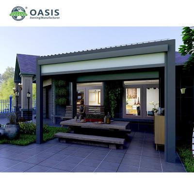 China Outdoor 4x2m All Aluminum Pergola with Motorized Adjustable Louvers and LED Lighting for sale