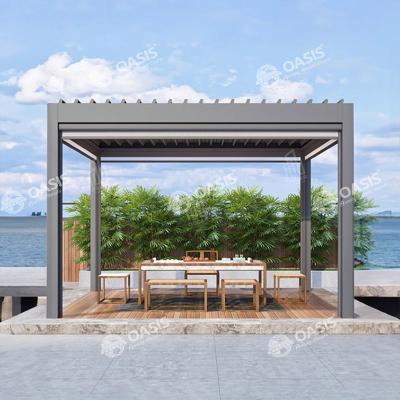 China Aluminum Louvered Pergola 6063T5 with Motorized Louver Roof 4000x3000mm for Restaurants for sale